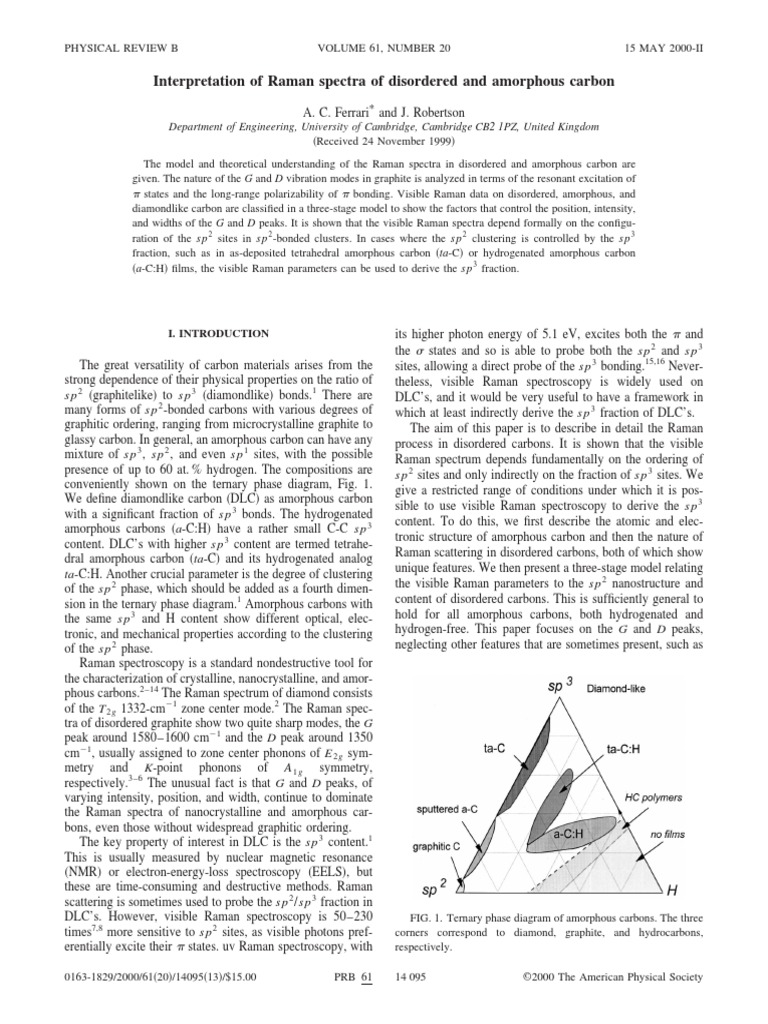 Interpretation of Raman Spectra of Disordered and Amorphous Carbon ...