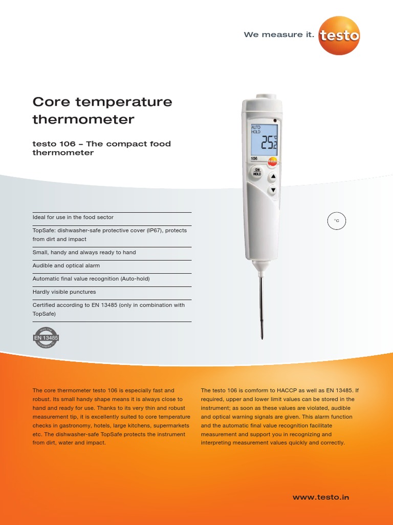 Core Temperature Thermometer: Testo 106 - The Compact Food Thermometer ...