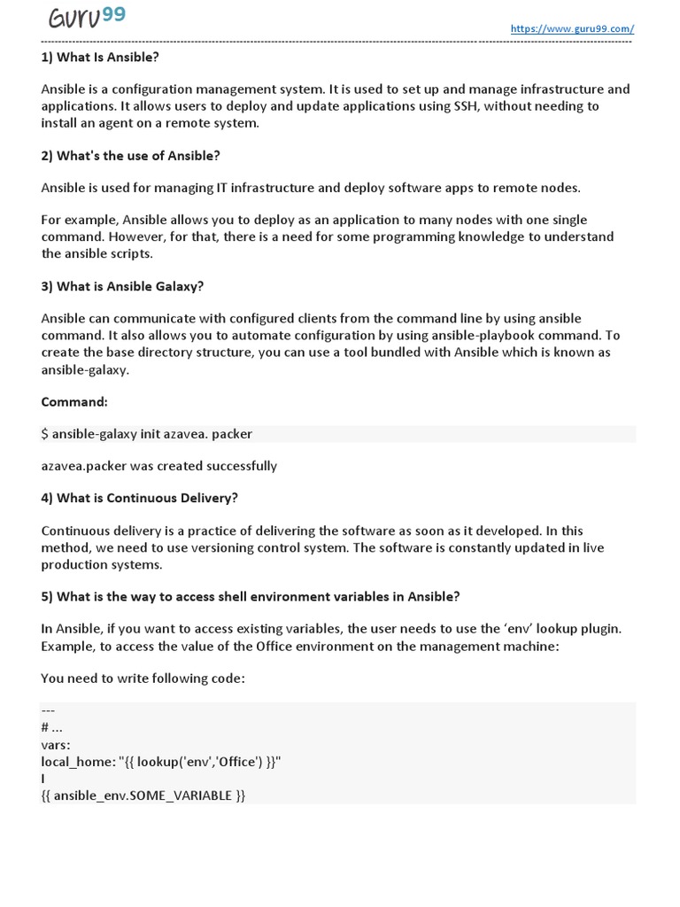 Ansible Interview Questions | Download Free PDF | Computing | Software Engineering