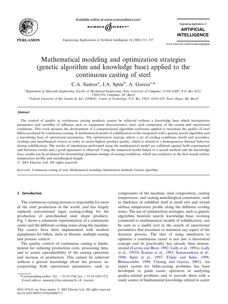 Mathematical Modeling And Optimization Strategies Genetic Algorithm And Knowledge Base Applied