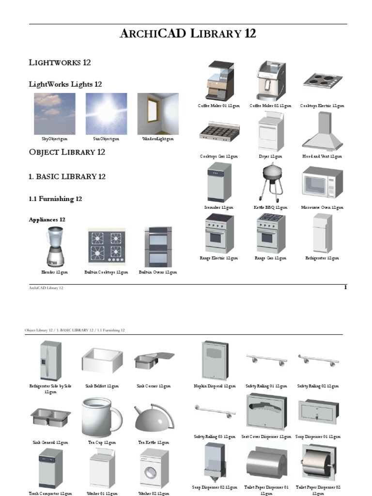 ArchiCAD 12 Library Preview INT | PDF | Window | Chair