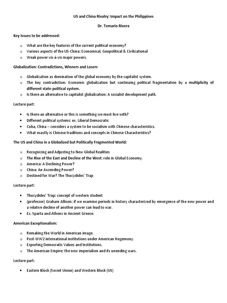 US and China Rivalry Notes | PDF | World Politics | China