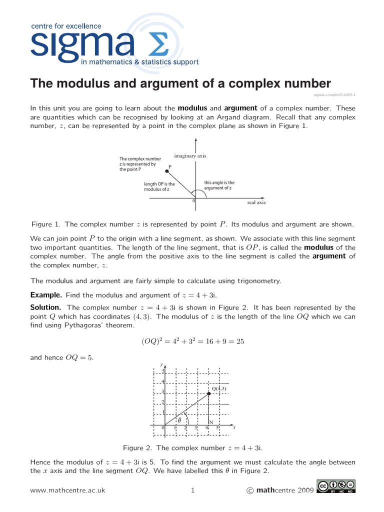 Sigma Complex9 2009 1 Pdf Complex Number Cartesian Coordinate System