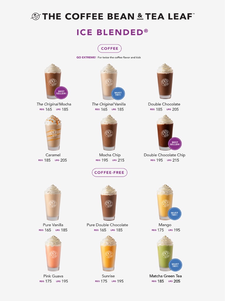 The Coffee Bean Tea Leaf Digital Menu | PDF