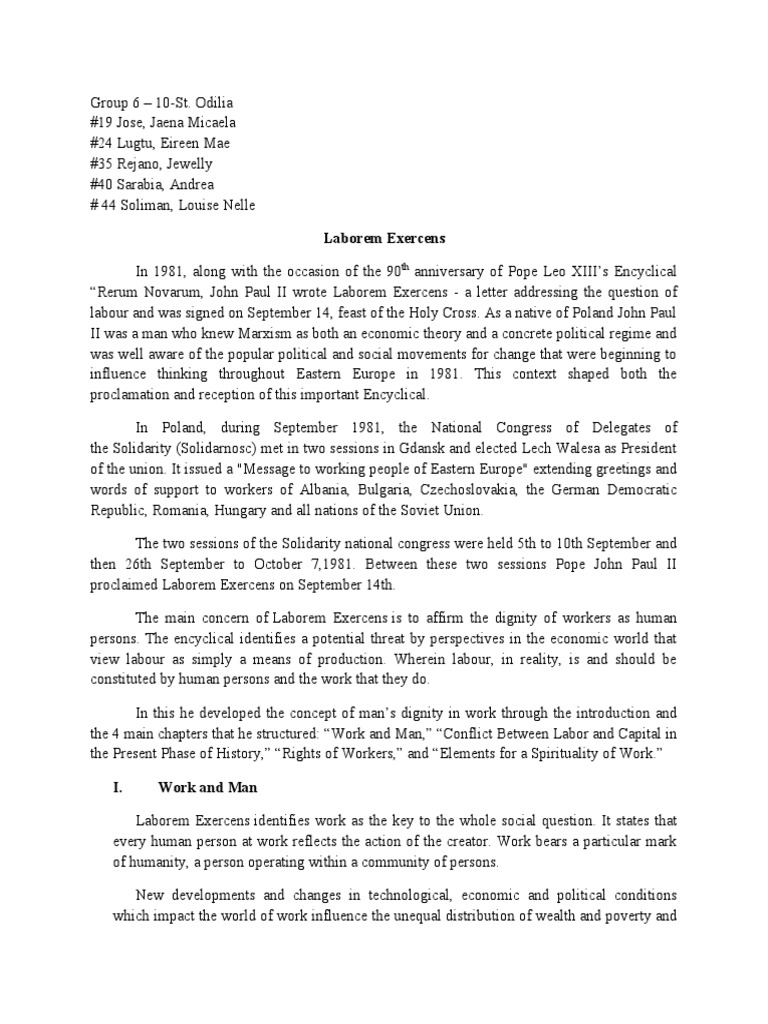 Laborem Exercens | PDF | Employment | Labour Economics