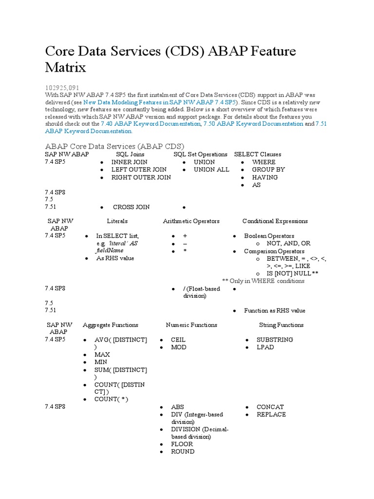 Abap Core Data Services Abap Cds Pdf Parameter Computer Programming Subroutine 