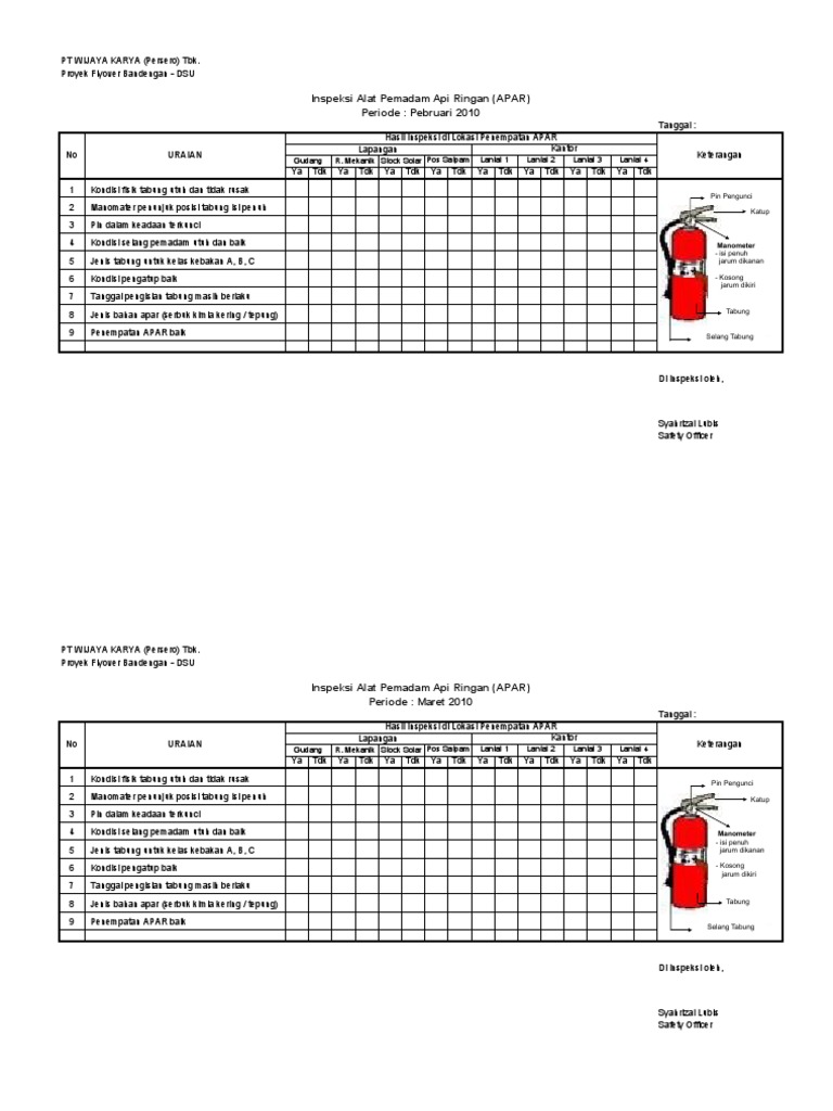 Form Inspeksi APAR | PDF