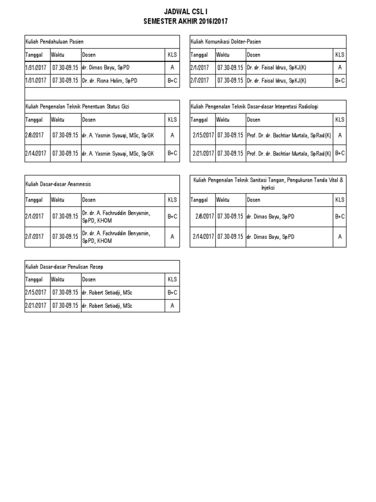 Jadwal CSL 1 | PDF