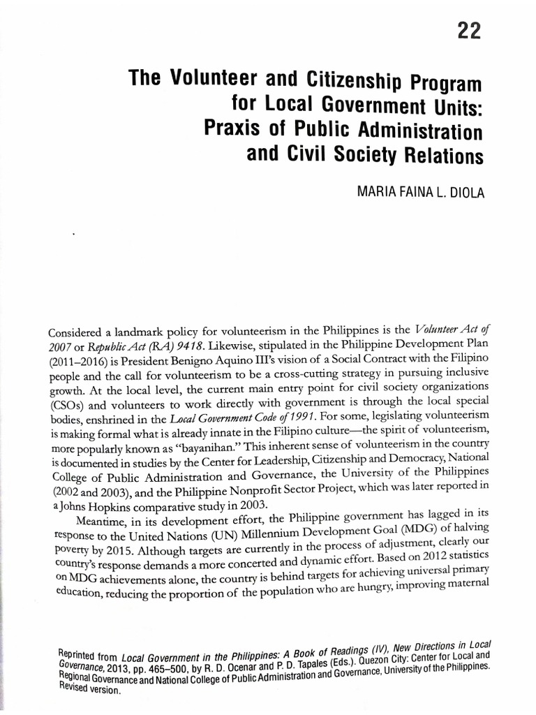 The Volunteer and Citizenship Program For Local Government Units ...