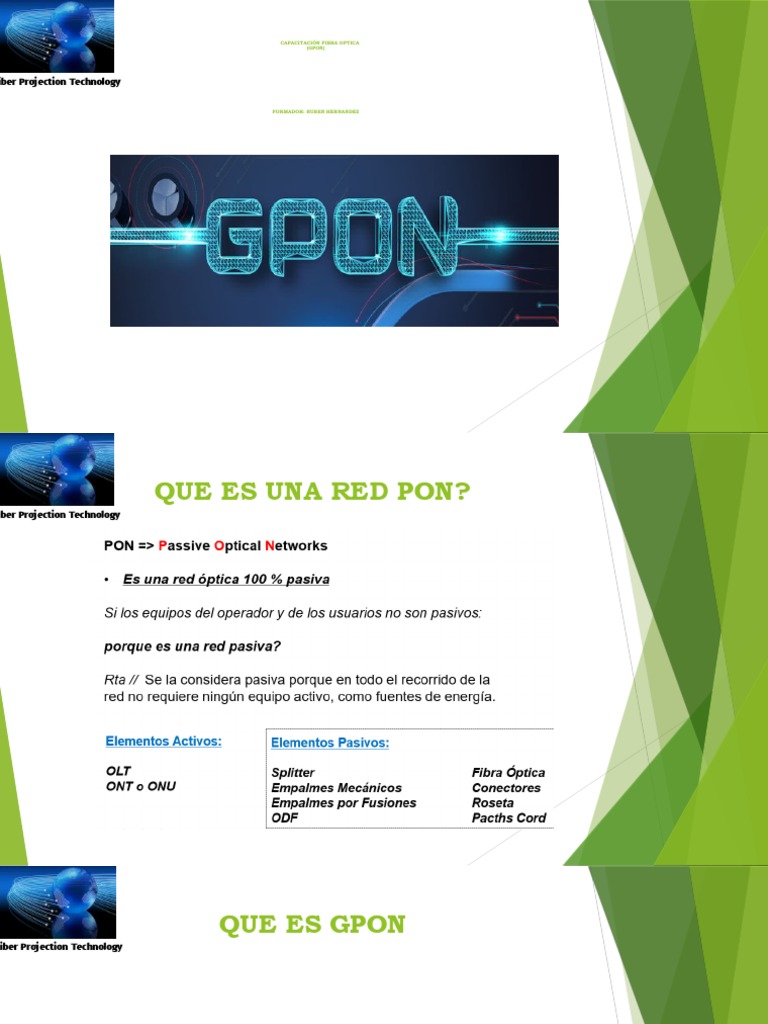 Capacitación de Fibra Optica Gpon | Descargar gratis PDF | Internet ...