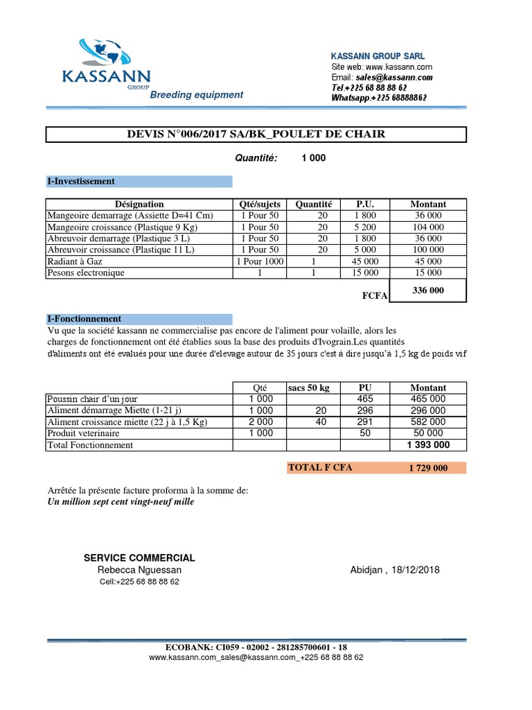 Devis Proforma Élevage de Lapins | PDF | Animaux et humains