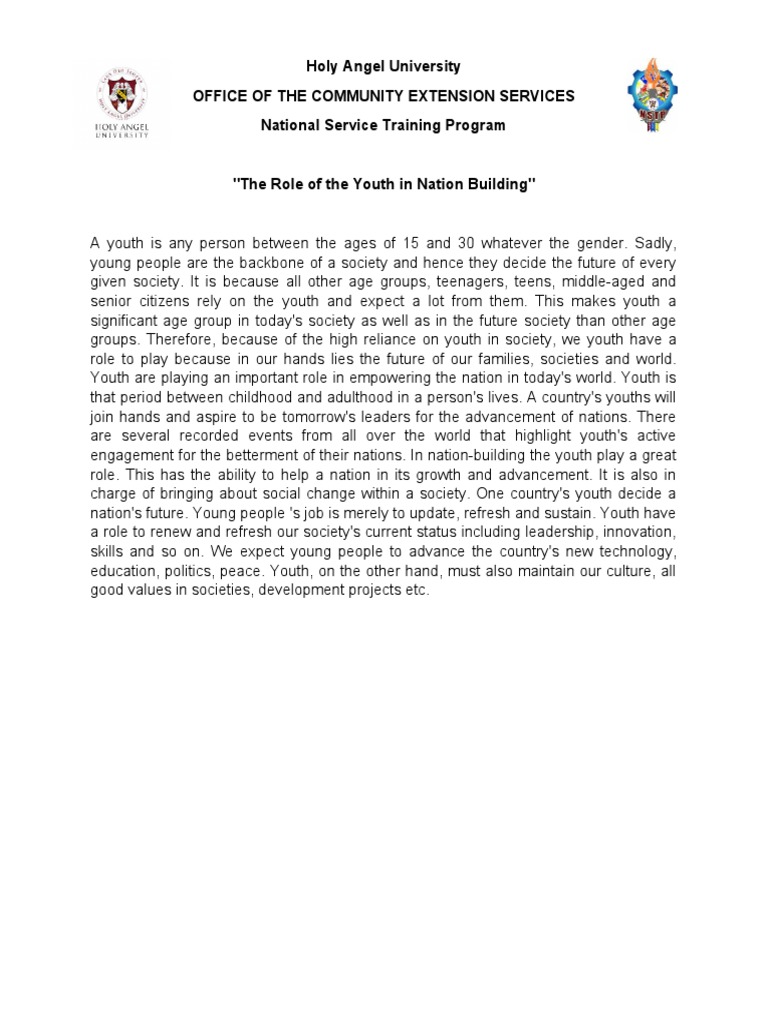 Youth's Role in Nation Building | PDF | Social Science
