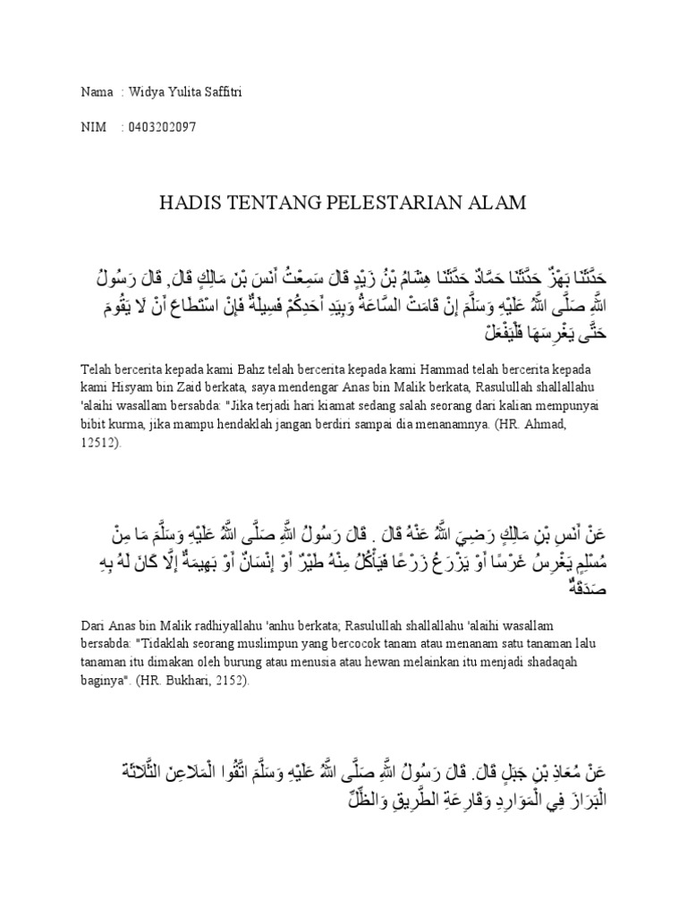 Hadits tentang Pelestarian Alam | PDF