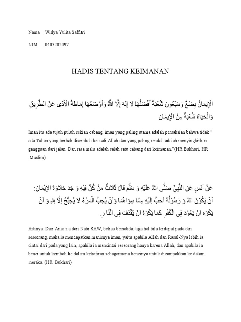 Hadis Tentang Keimanan | PDF