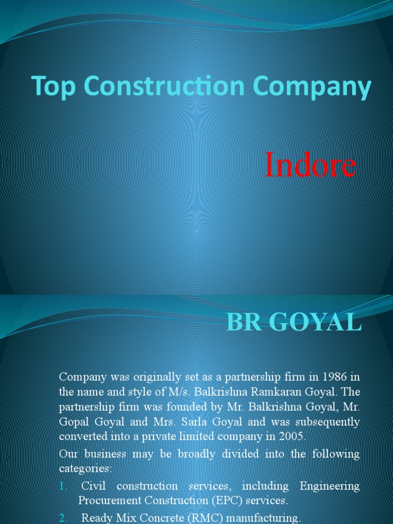Top Construction Company in Indore | PDF | Infrastructure | Economies