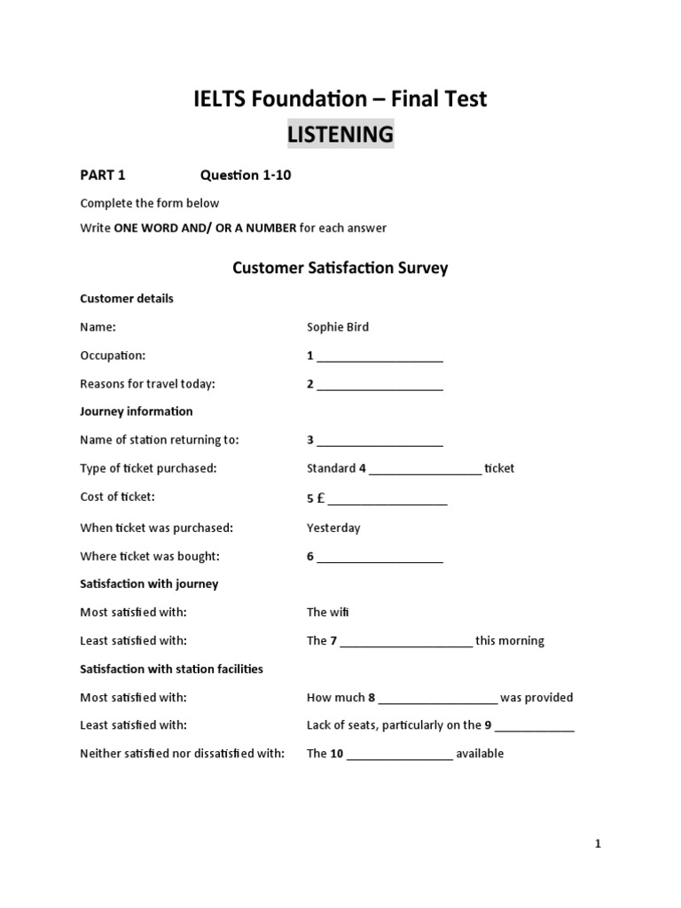 Đề cuối kỳ - IELTS Foundation - F 1289 | PDF | Happiness | Friendship