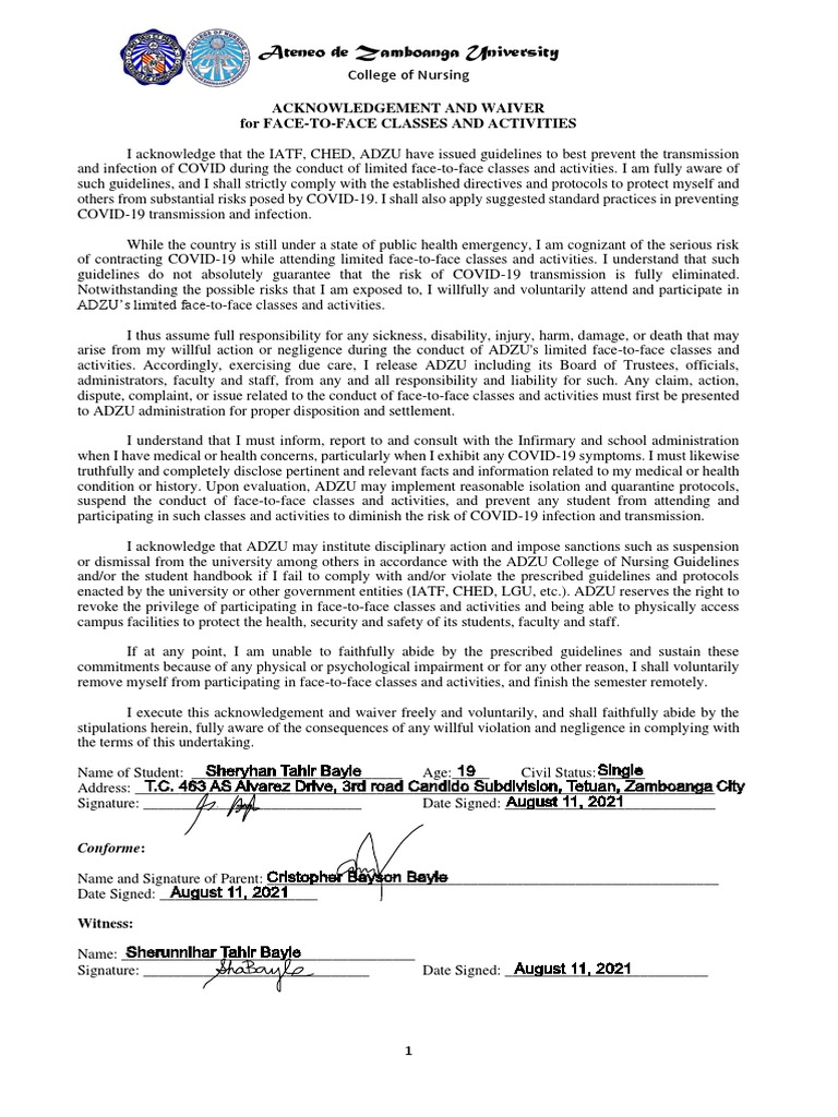 Waiver | PDF | Safety | Occupational Safety And Health