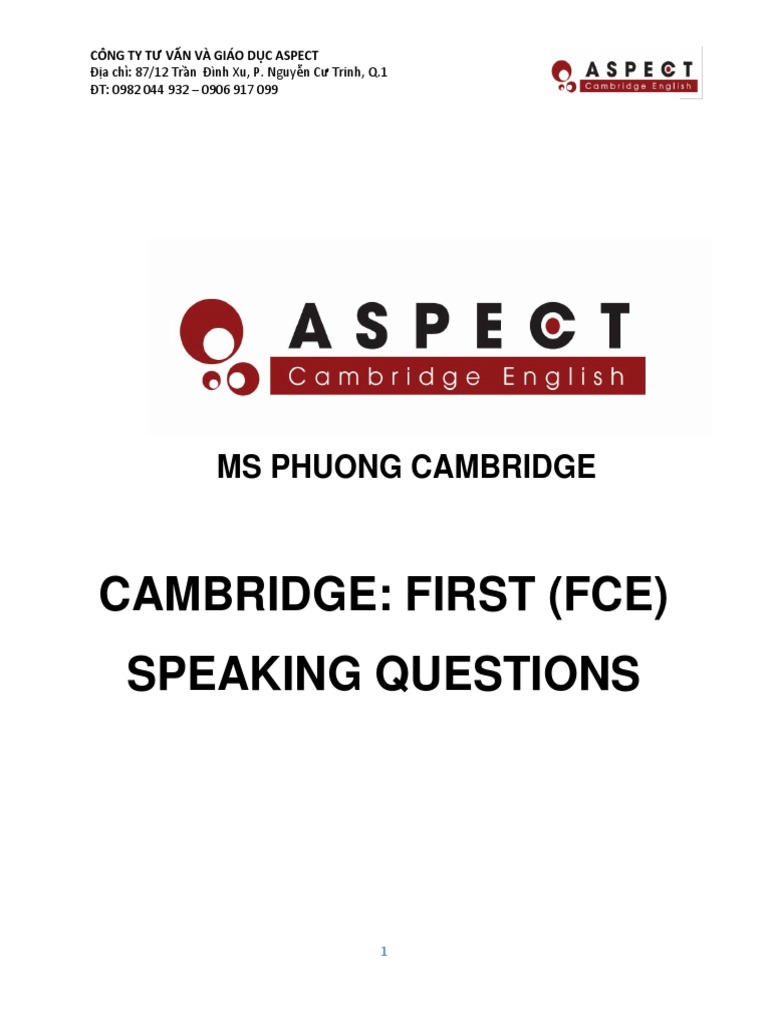 Fce Speaking Instructions | PDF | Communication