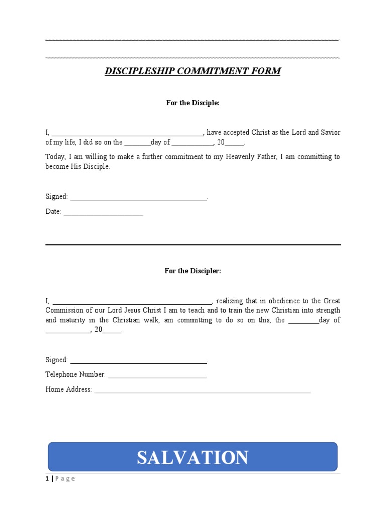 DISCIPLESHIP COMMITMENT BOOKLET: "Fruit That Remains" | PDF | Baptism ...