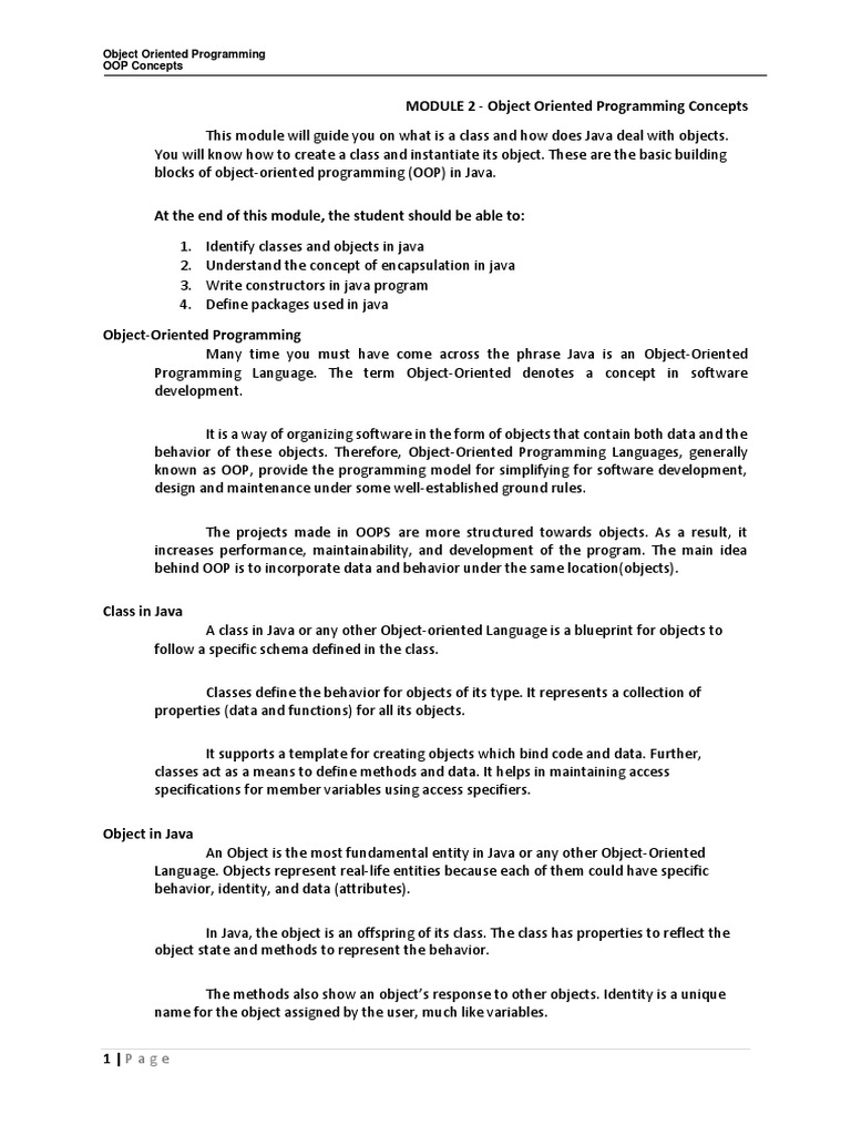 Module 2 - OOP Concepts | PDF | Object Oriented Programming | Method ...