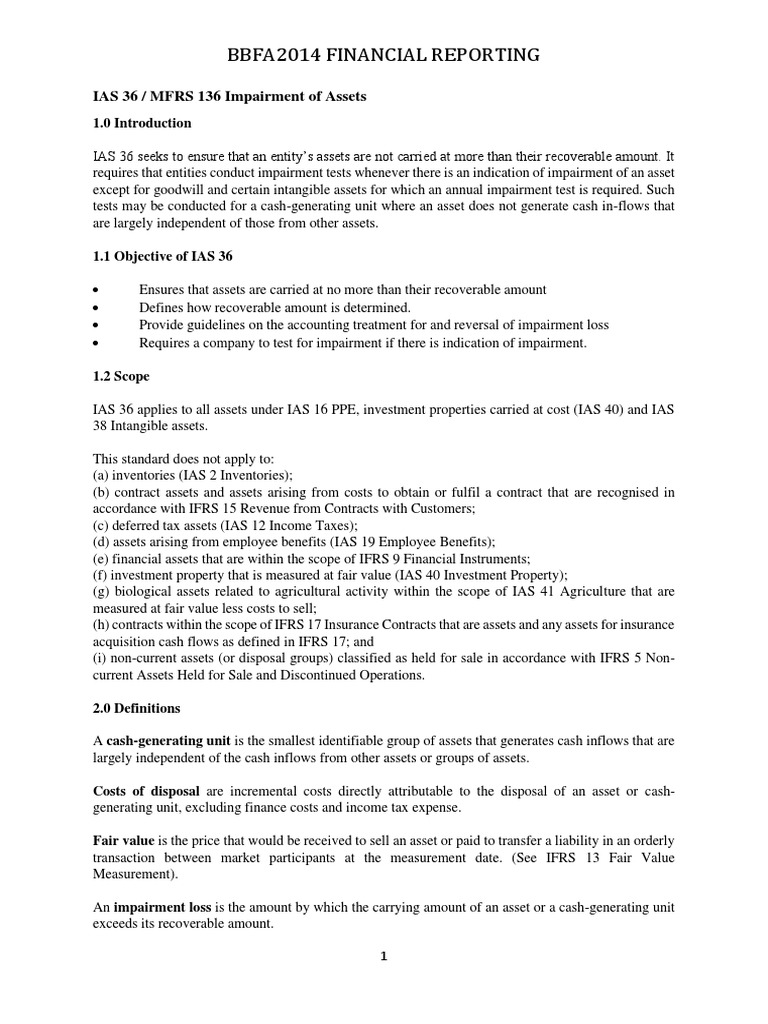 Chapter 17 IAS 36 Impairment Of Assets PDF International Financial
