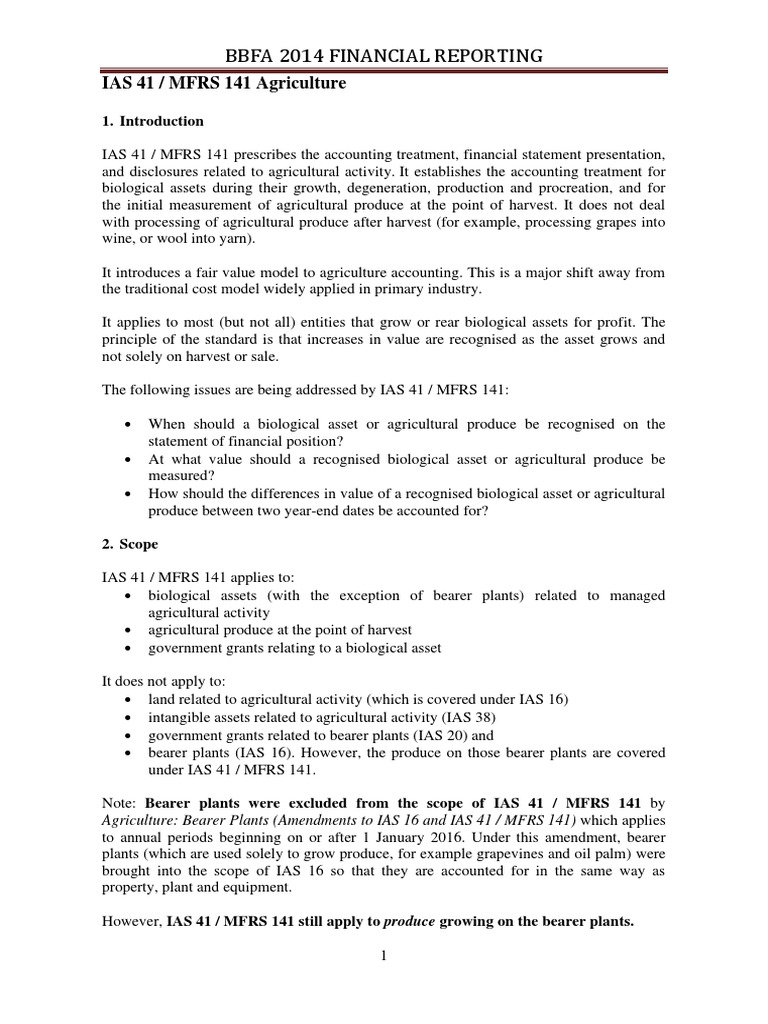 Chapter 19 IAS 41 Agricultural | PDF | Fair Value | International ...