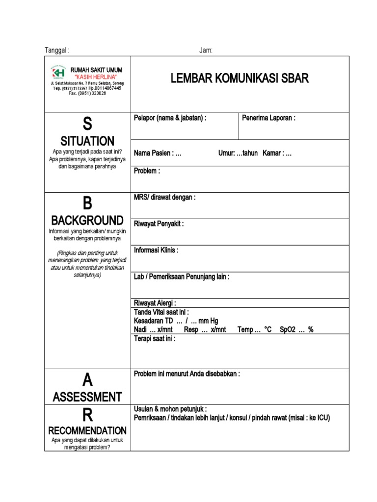 Form Laporan Sbar | PDF