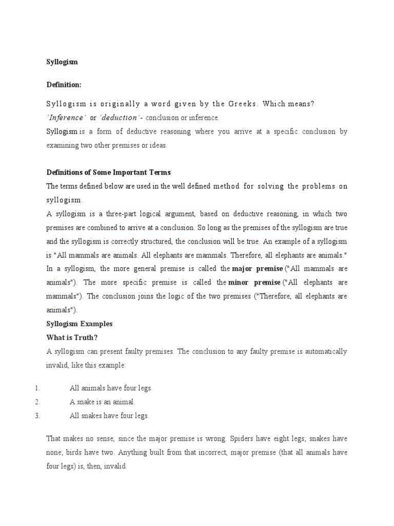 Syllogism Definition:: Syllogism Is Originally A Word Given by The ...