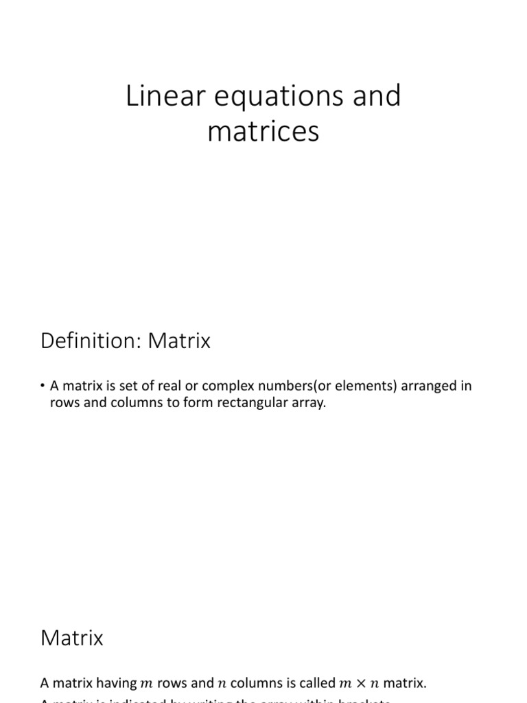 Linear Equations and Matrices | PDF | Matrix (Mathematics) | System Of ...