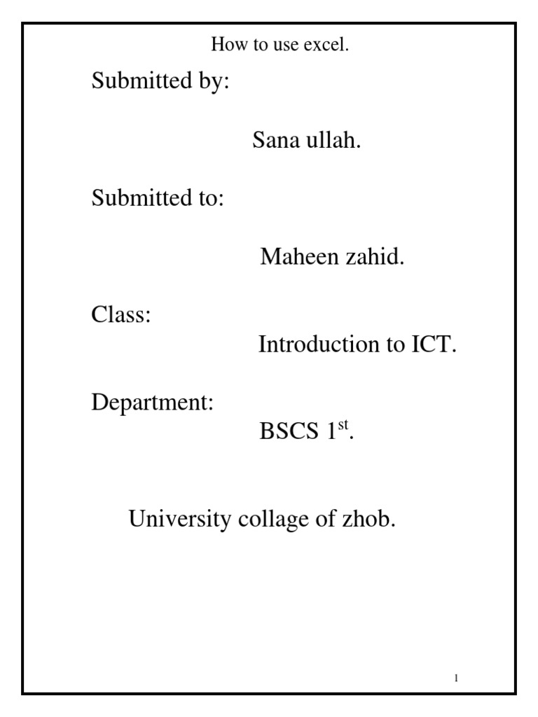 Assignment Of Excel By Sana Pdf Microsoft Excel Application Software 2523