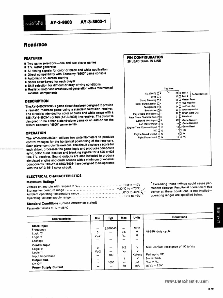 AY 3 8603 GeneralSemiconductor | PDF