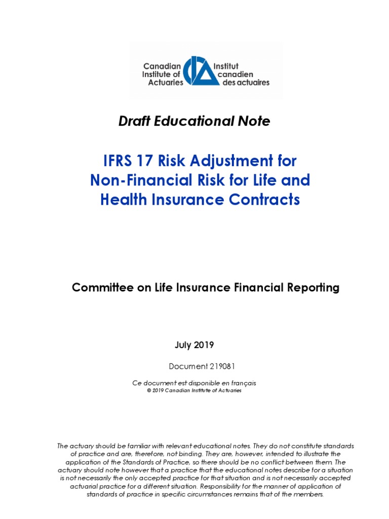 IFRS 17 Risk Adjustment For Non-Financial Risk For Life and Health ...