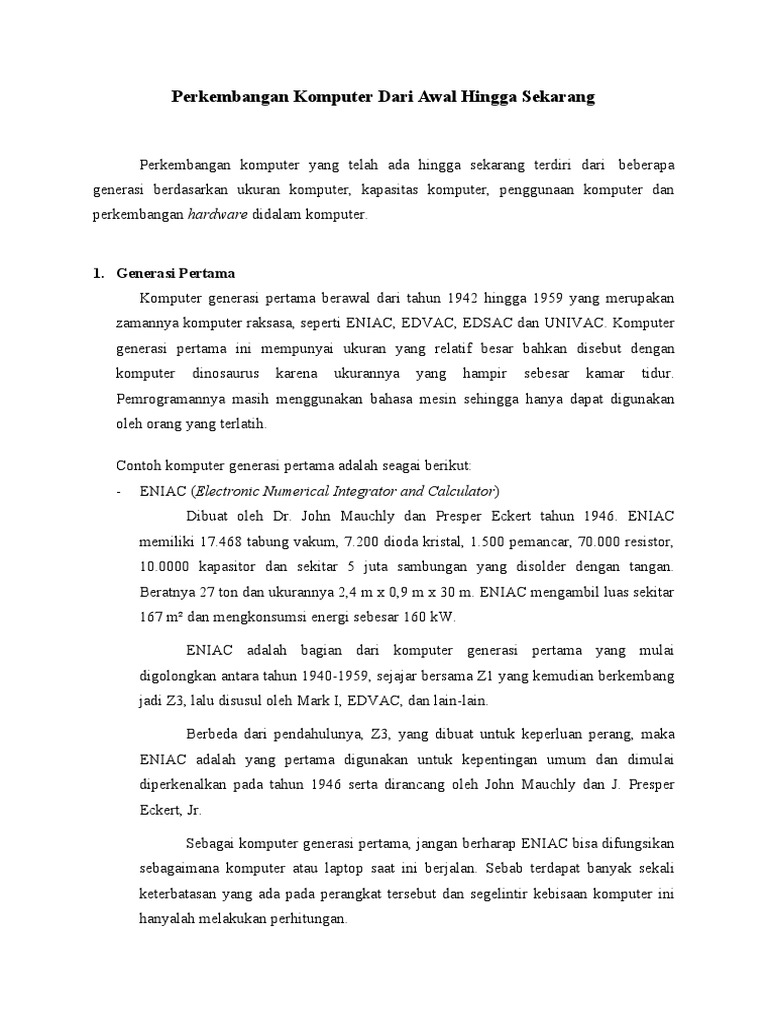 Perkembangan Komputer Dari Awal Hingga Sekarang End | PDF