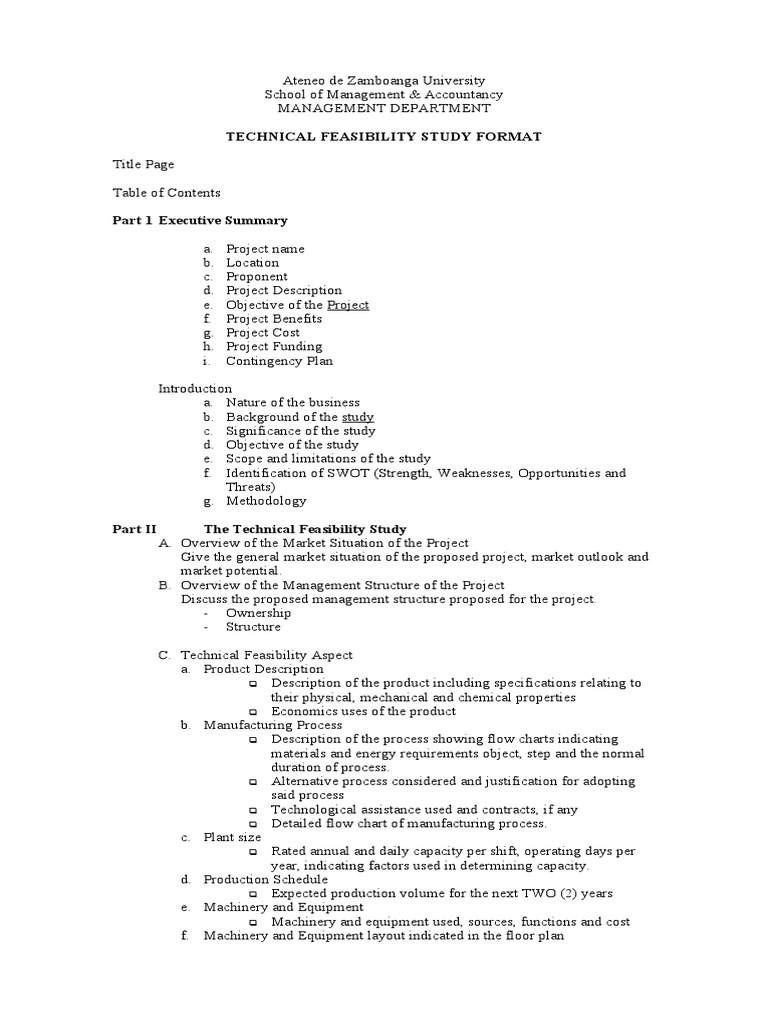 Technical Feasibility FORMAT | PDF | Feasibility Study | Market (Economics)