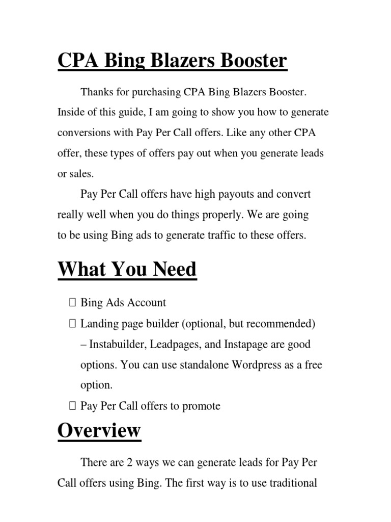 CPA Bing Blazers Booster | PDF | Search Engine Optimization | Promotion ...