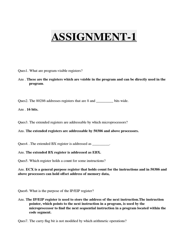 MicroProcessor Assignment1 | PDF | Digital Electronics | Operating ...
