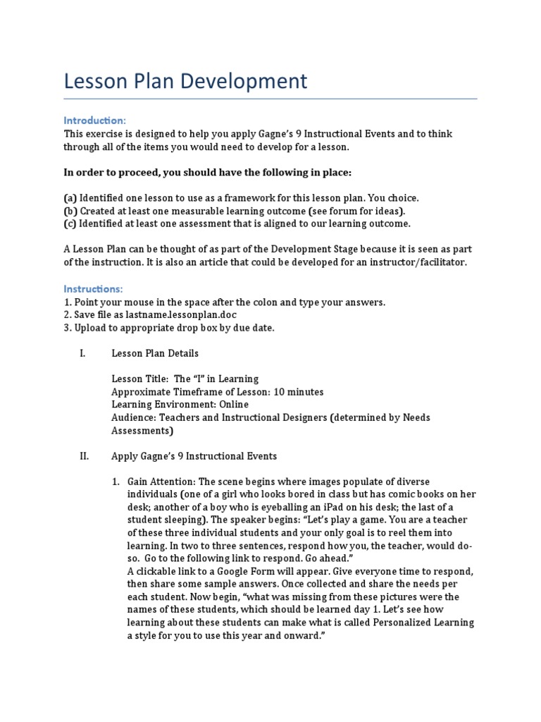 Lesson Plan Development: in Order To Proceed, You Should Have The Following in Place | Descargar ...