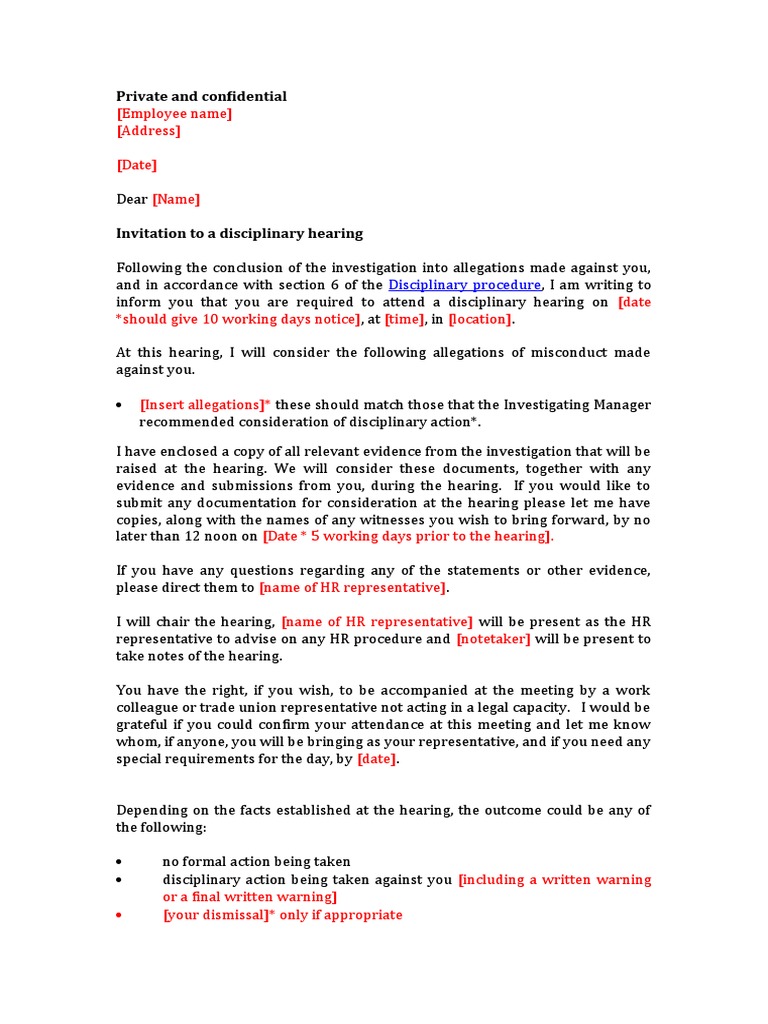 Invite To Disciplinary Hearing | PDF | Government | Justice