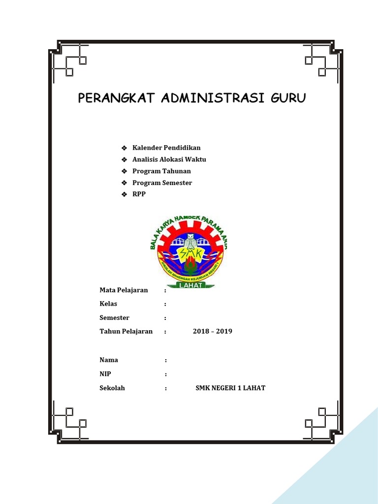 CONTOH Cover Perangkat Administrasi Guru Genap | PDF