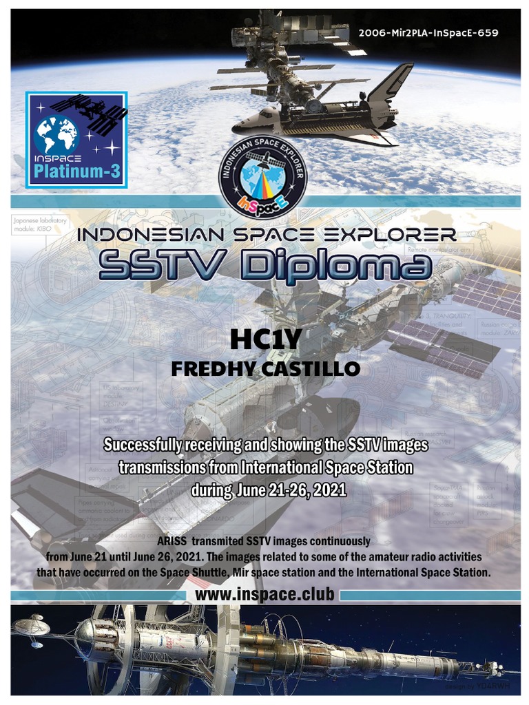 HC1Y FREDHY CASTILLO InSpacE Shuttle Mir ISS SSTV Platinum Diploma | PDF