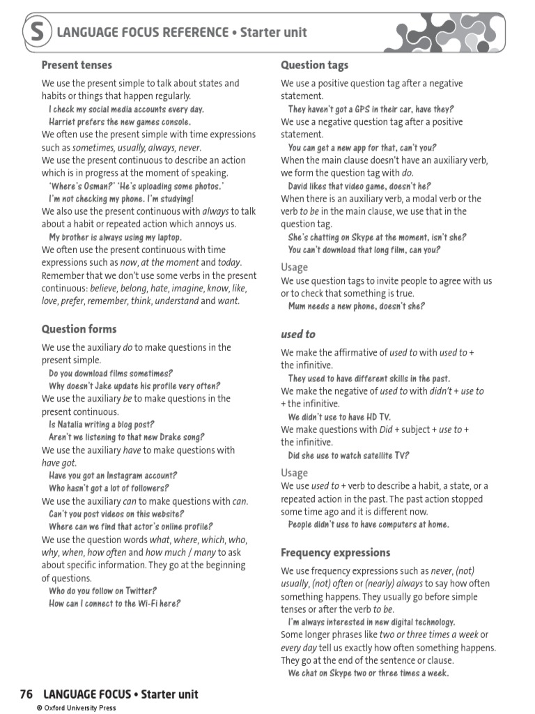 2e Level 4 Language Focus Reference | PDF | Language Mechanics | Grammar
