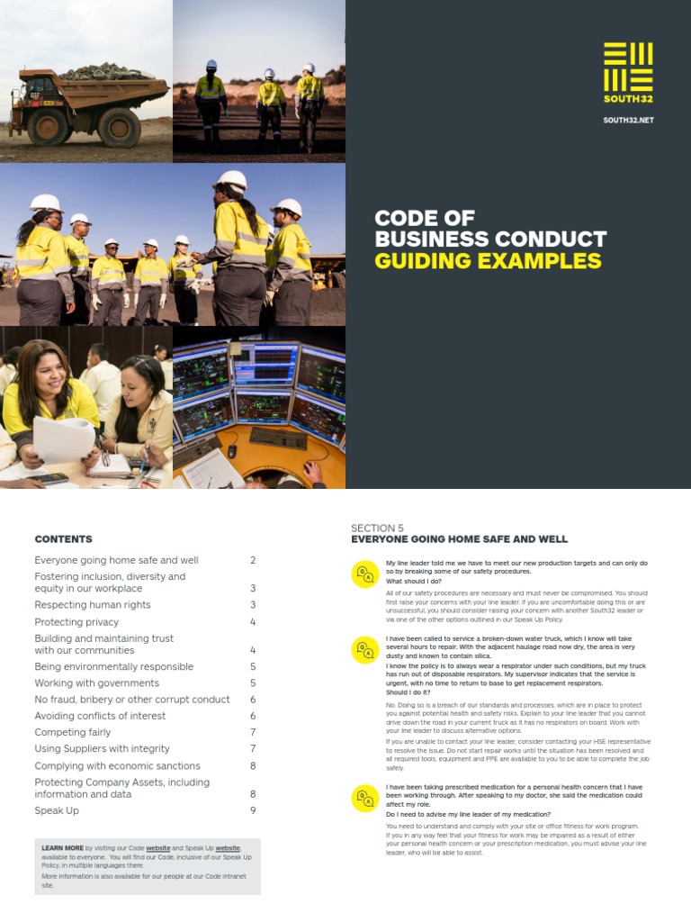Code of Business Conduct: Guiding Examples | PDF | Conflict Of Interest ...