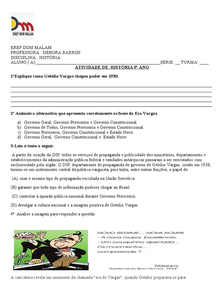 Caderno at História 9 Ano | PDF | República | Governo