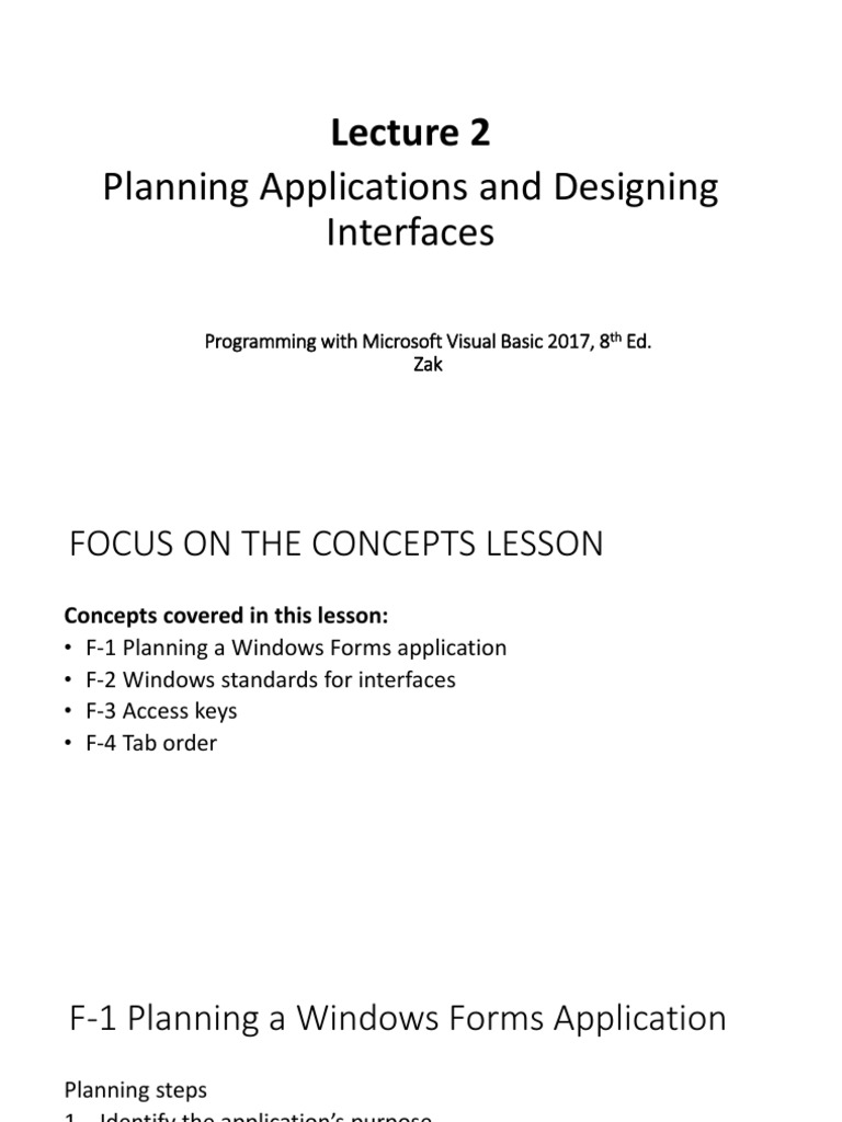 Planning Applications and Designing Interfaces: Programming With ...