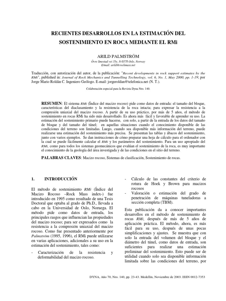3-RECIENTES DESARROLLOS RMi | PDF | Túnel | Viscosidad