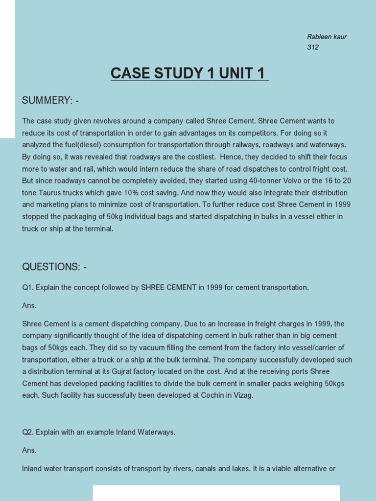 Case Study 1 Unit 1 (2305843009213717812) | PDF | Transport | Cargo
