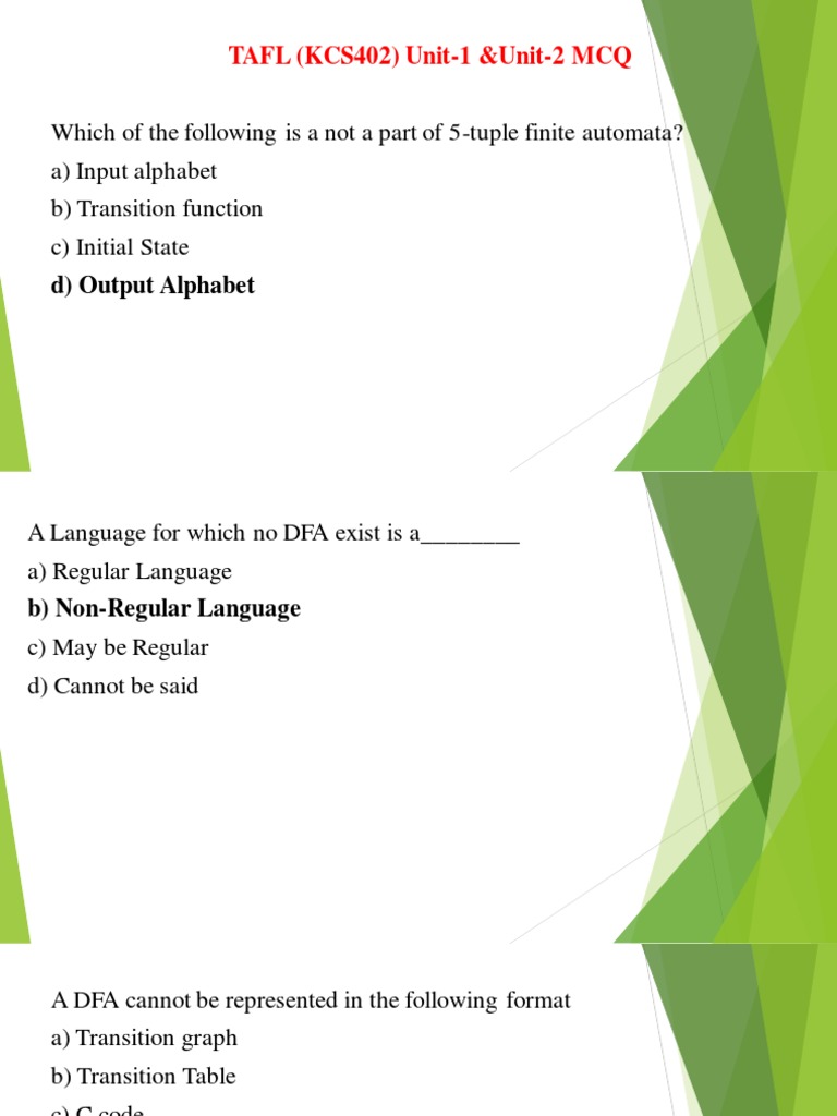 MCQ On TAFLas Per AKTU Syllabus (Unit 1 and 2) | PDF | Formalism (Deductive) | Syntax (Logic)