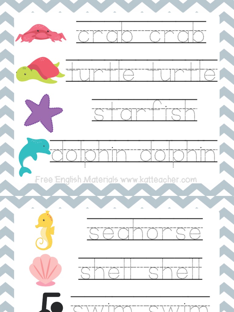 Sea Animals Writing Practice | PDF | Social Science | Foreign Language ...