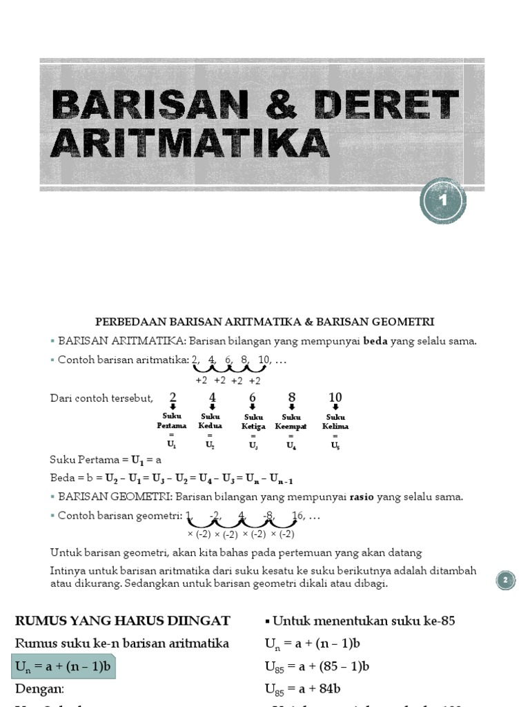 BARISAN Dan DERET ARITMATIKA | PDF | Metode & Bahan Ajar