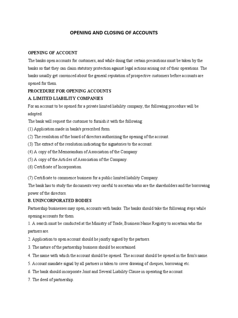 Opening and Closing of Accounts Fin 4 | PDF | Transaction Account | Banks